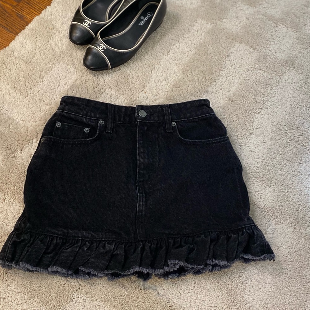 Carmar Black Denim Ruffle Mini Skirt - Gem